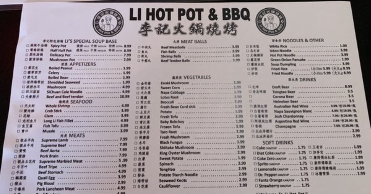 Li's Hot Pot and BBQ Menu (Update Menu 2025) : Mosley's Barbecue