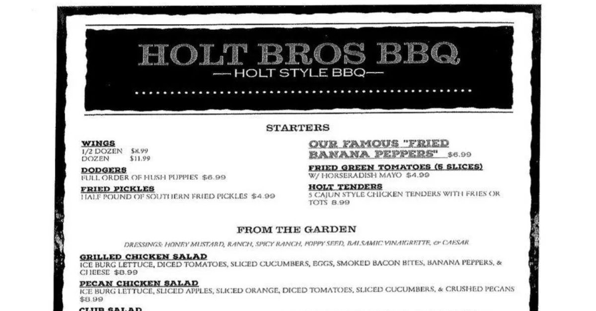 Holt Bros BBQ Menu (Update Menu 2025) : Mosley's Barbecue